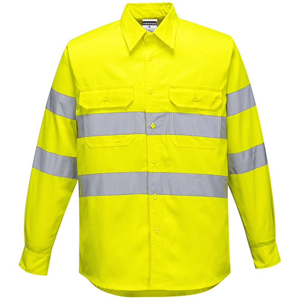 Portwest E044 Yellow Polycotton Hi Vis Shirt | Safetec Direct