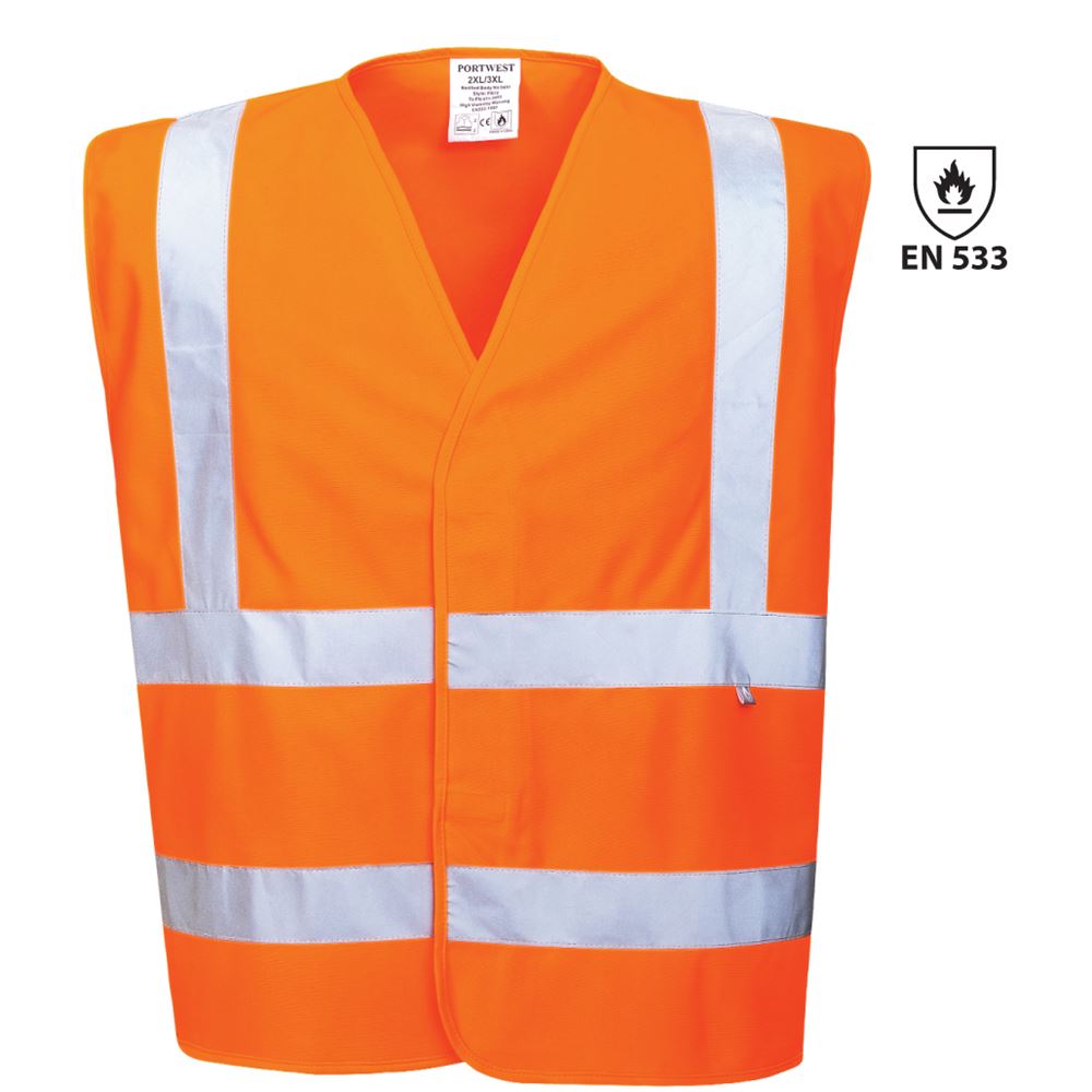High Visibility Flame Retardant Vest Orange | Safetec Direct Ltd