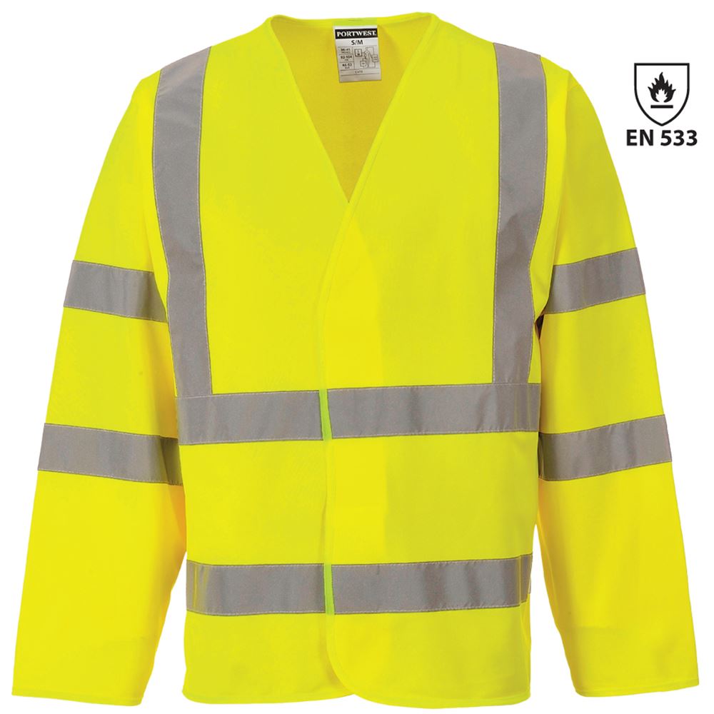 Bizflame Hi Vis Flame Retardant Long Sleeve Vest Yellow