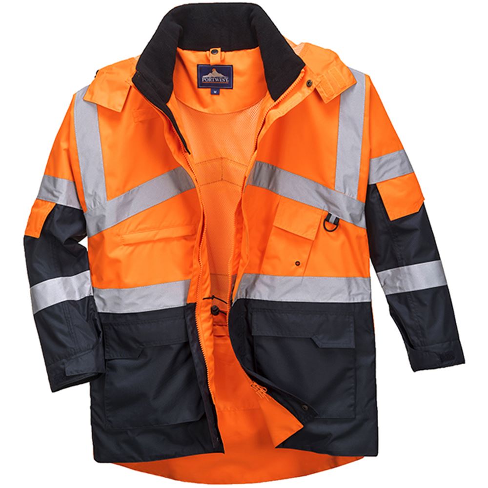 Portwest S760 Orange/Navy Two Tone Hi Vis Waterproof Jacket